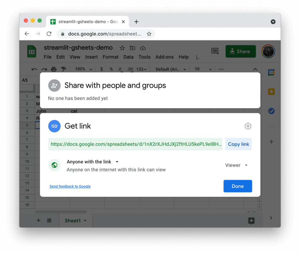 Connect Streamlit To A Public Google Sheet Streamlit Docs